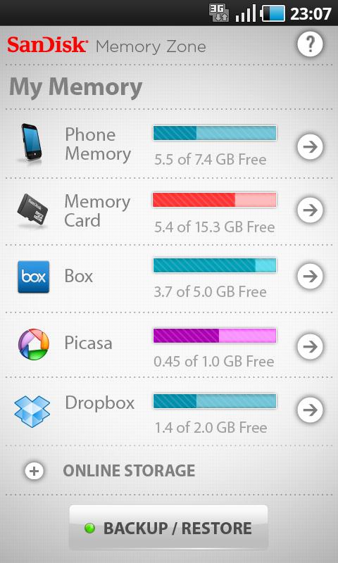 San Disk Memory Zone: Gérez tous vos contenus sauvegardés.