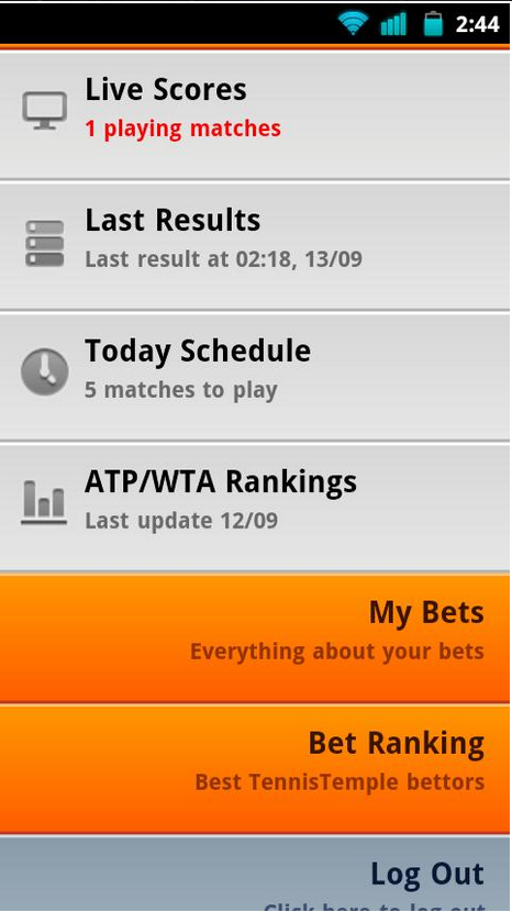 Tennis Temple Scores en direct